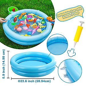 Kiditos 60PCS Magnetic Fishing Bath Toys Game Set,Swimming Fish Toys for Bathtub,Water Table Bathtub Toys for Toddlers Kids Age 3-6, Pool Toys for Pretend Play&Education Teaching&Learning Colors