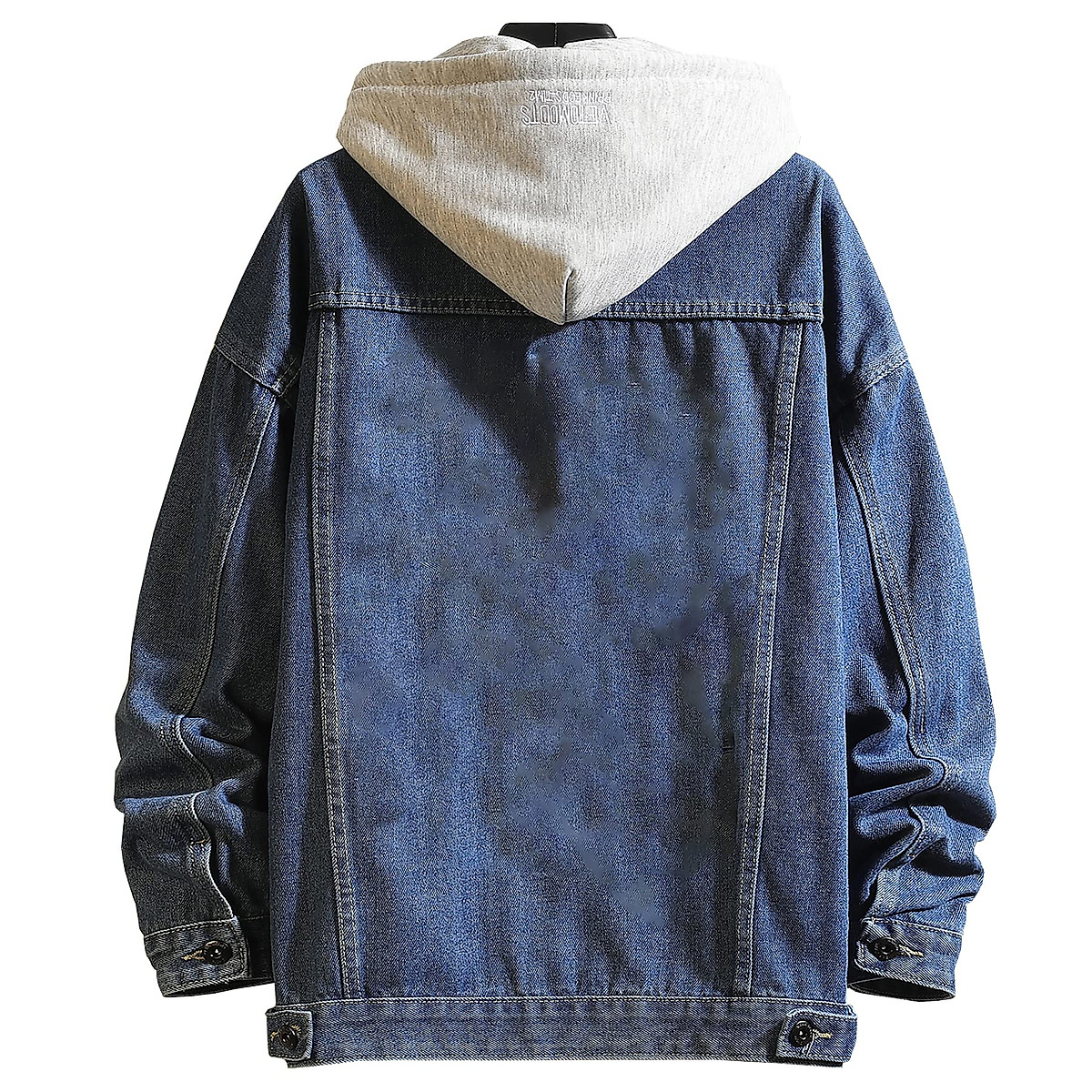 DOSLAVIDA Men's Distressed Denim Jacket Unisex Button Down Jean Coat Casual Long Sleeve Trucker Hooded Jackets Outwear