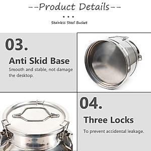 DNYSYSJ Stainless Steel Milk Can Milk Transport Storage Canister Can Milk Bucket Heavy Duty Wine Pail Liquid Storage Silicone Seal (3 Gallon)