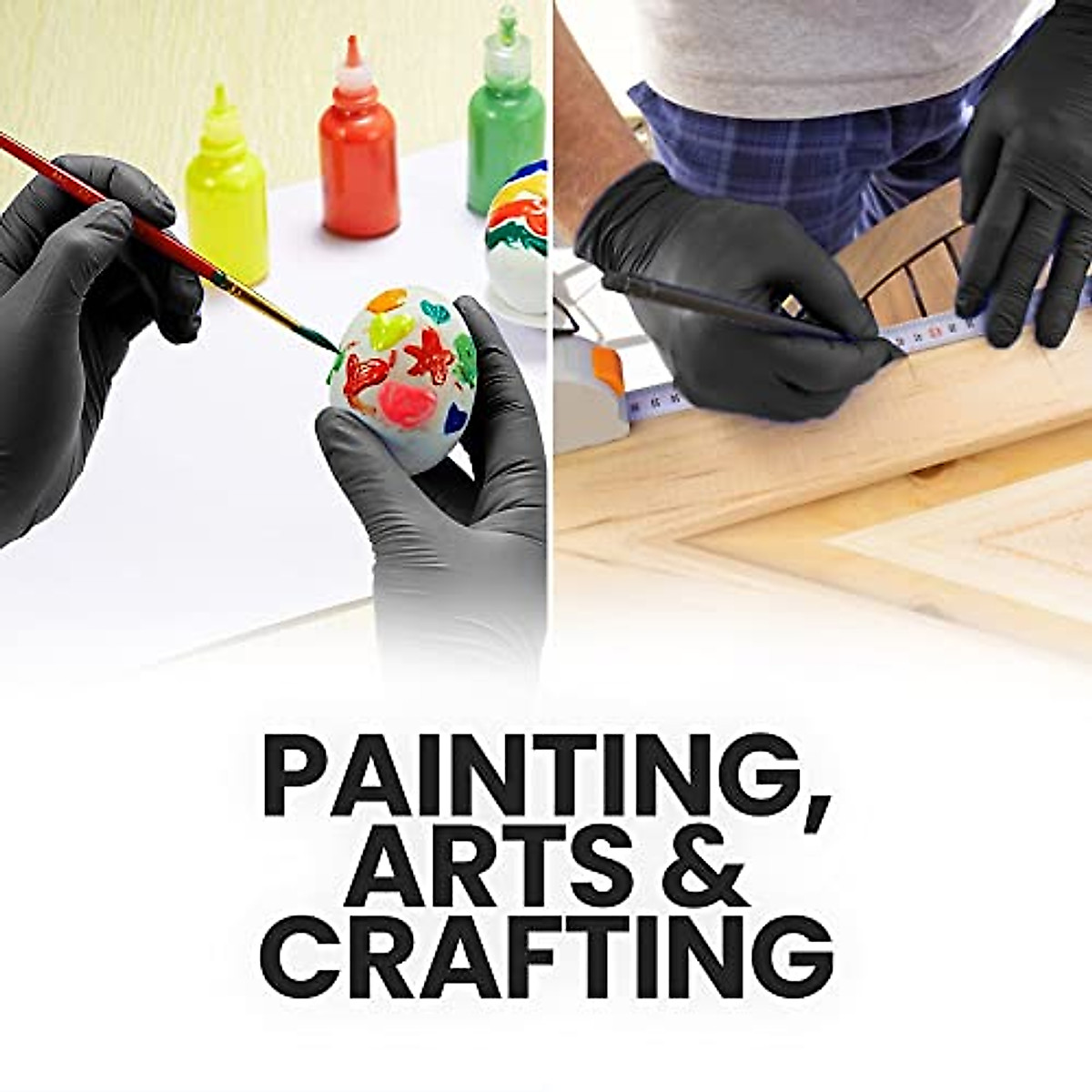 Exam Grade Black Nitrile 6 Mil Powder Free Gloves - 100 Count, Disposable Cleaning, Cooking, Medical and Surgical Gloves