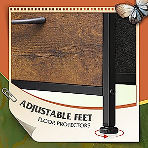 WLIVE Fabric Dresser for Bedroom, Tall Dresser with 8 Drawers, Storage Tower with Fabric Bins, Double Dresser, Chest of Drawers for Closet, Living Room, Hallway, Dorm, Rustic Brown Wood Grain Print