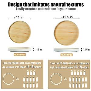 2 Pack Wood Grain Lazy Susan Turntable for Cabinet,Rotating Spice Racks for Pantry Cabinet Cupboard Organizer Table,Plastic Lazy Susan Organizer (11+12.5inch)