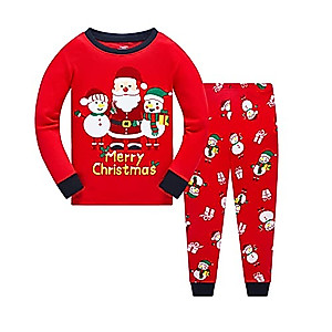 Akyzic Little Boys Girls Merry Christmas Pajamas Sets for Baby Boys Santa Claus Snowman Sleepwear Kids Toddler Boys Long Sleeve Winter PJS Clothes snowman1-6562-4T