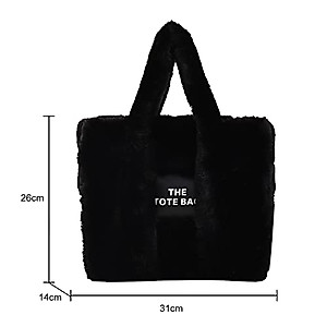 JQWSVE The Tote Bags for Women Trendy Fluffy Tote Bag Designer Luxury Handbag Autumn Winter Soft Plush Shoulder Crossbody Bag