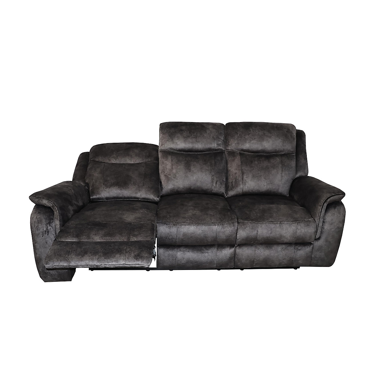New Classic Furniture Park City Polyester Manual Sofa with Dual Recliner, Slate