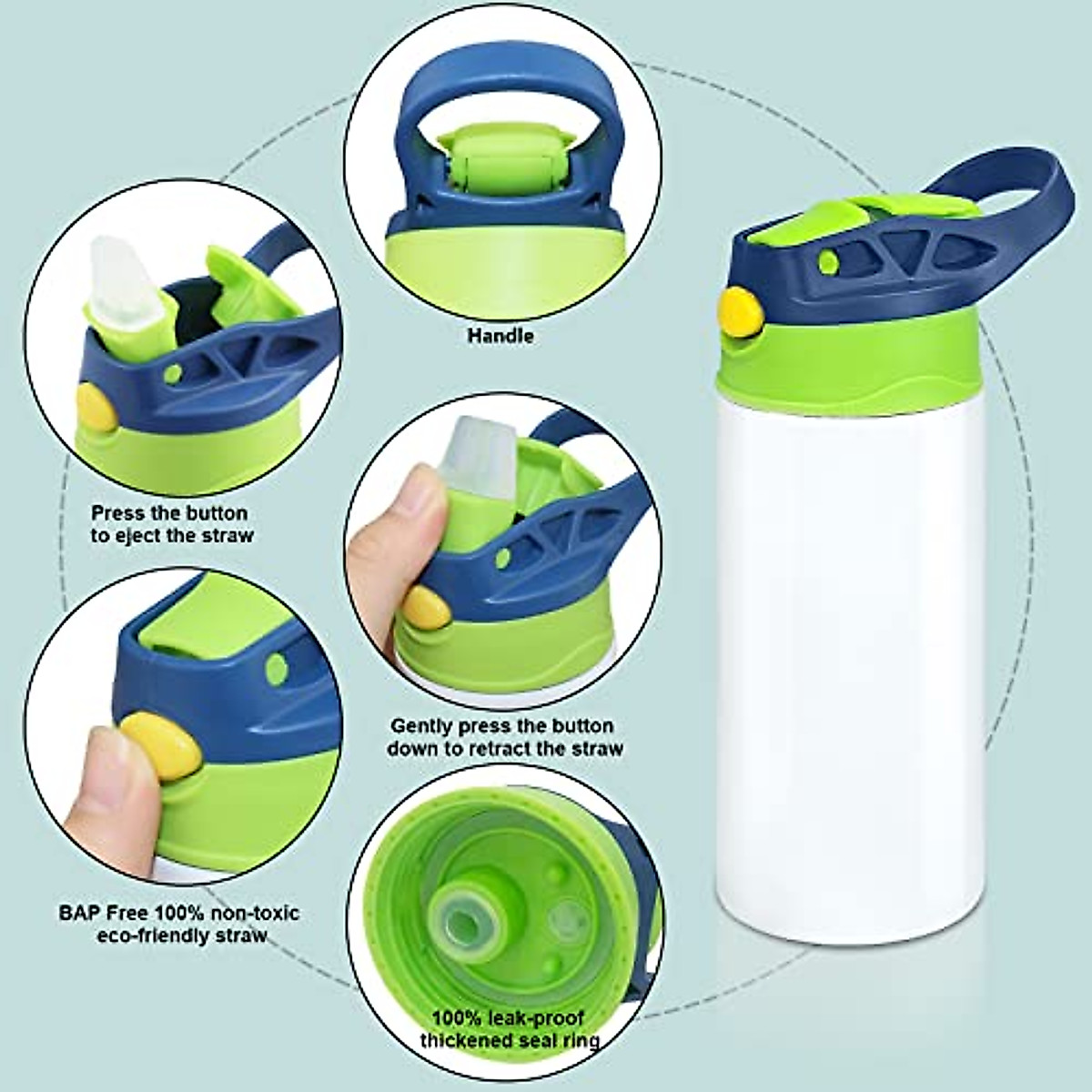 XccMe 12oz Kid Sippy Cup Replacement Lids,1 Pack Leak Proof Splash Resistant Silicone Suction Nozzle Lid,BPA Free.Inner Diameter:2.6IN(Blue)