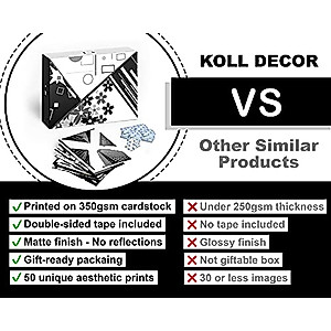 KOLL DECOR Black and White pictures for wall decor - 50 Set 4''x6'' Prints Black and White collage kit Room Collage Decoration Aesthetic Wall Collage Kit for Teen Girls