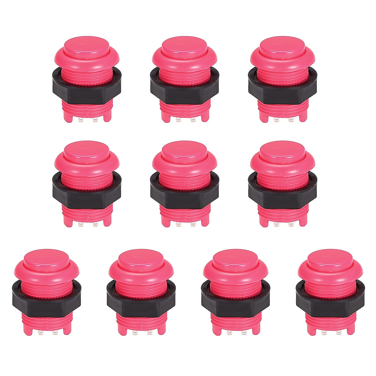 Rebower Momentary Game Push Button Switches Game Small Button [for Arcade Video Game] -M28/Pink/10 Pcs