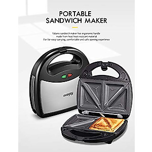 Yabano Sandwich Maker, Waffle Maker, Toaster and Electric Panini Press Grill with Non-stick Coating Plate, Easy to Clean, Heating Up Fast, Black
