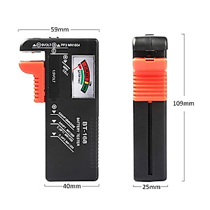 CableVantage Battery Tester, Model BT-168 Battery Checker for AA AAA C D 9V 1.5V Button Cell Batteries (Requires No Battery for Operation)