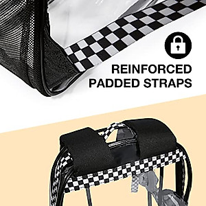 LIGHT FLIGHT Large Clear Backpack with Reinforced Padded Straps Heavy Duty PVC Transparent Backpack See Through Bookbags for Work,Travel, Black