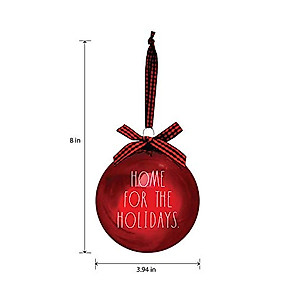 Rae Dunn Christmas Ornaments - Set of 2 Glass Balls - 100mm / 3.94 Inch Large Hanging Holiday Decorations for Xmas Tree Home for The Holidays