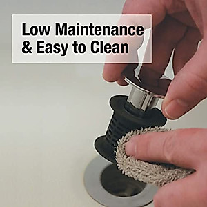 DANCO 2-in-1 Bathtub Hair Catcher Strainer and Stopper | Drain Protector Snake, Snare & Auger | Hair Drain Clog Prevention (10772),Bathtub - Chrome