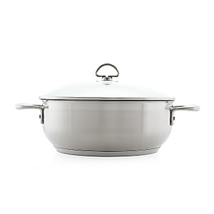 Chantal Induction 21 Steel 5 quart Chef's Pan with Tempered Glass Lid, Brushed Stainless Steel