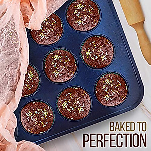 NutriChef Non-Stick Kitchen Oven Baking Pans - Carbon Steel with Non-stick Blue Diamond Coating Inside & Outside, Commercial Grade Restaurant Quality Metal Bakeware, Dishwasher Safe - NCBK6TRB