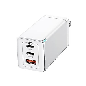 USB C Charger, Baseus 65W USB C Wall Charger, 3 Ports Foldable GaN Charger, Fast Charger for iPhone 14/Pro Max/SE/11/XR/XS, Samsung S22+/S22, MacBook Pro/Air, iPad, Laptops, Pixel 7, Steam Deck