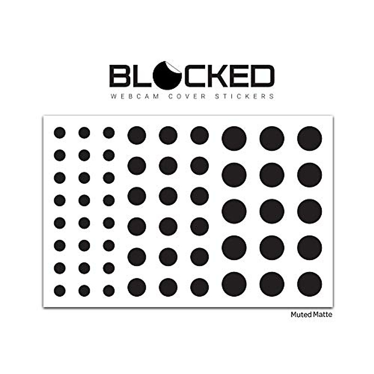 BLOCKED Webcam/Camera Vinyl Covers | 57 Low-Tack Restickable Webcam Sticker | 3-Sizes | Black 57-Pack (Muted Matte)