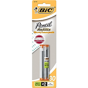 BIC Pencil Lead Refills, Medium Point (0.7mm), 30ct (L730P1),Black