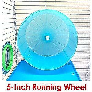 3-Floors Syrian Hamster Home House Rodent Gerbil Mouse Mice Rat Habitat Cage (19 x 12 x 15 H inches, Blue)