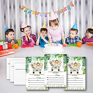 LoaHak Party Animal Birthday Decorations, Jungle Animals Party Celebration, Animals Invitations For Kids Birthday. (070)