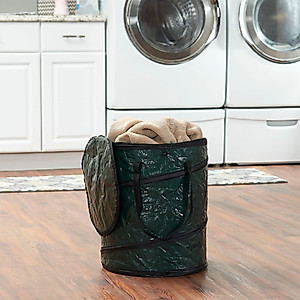 Household Essentials Pop Up Hamper, Pop Up Camping Trash Can, Great for Outdoor or Indoor Use, Portable and Collapsible with Zippered Top, Green