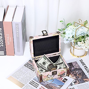 ELLDOO Decorative Treasure Chest Box, Wooden + PU Leather Storage Box for Jewelry Trinkets, Keepsakes box for Girls Women Gifts (Butterfly Pattern, Small)