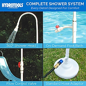 HYDROTOOLS By SWIMLINE Tube Style 7 Foot Poolside Shower, Adjustable Head & Foot Tap Spigot With Valve Controls, Standard Garden Hose, Environmentally Friendly, Outdoor Backyard Poolside Beach Spa
