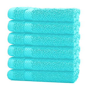DAN RIVER 100% Cotton Face Towels 12 Pack - Premium Quality Washcloths Soft and Highly Absorbent Towels for Bathroom, Spa, Gym - Quick Dry Essential for Body and Daily Use 12x12 in, 600 GSM – Aqua