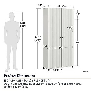SystemBuild Evolution Kendall Fluted 36" Wide 2 Door Storage Cabinet, White
