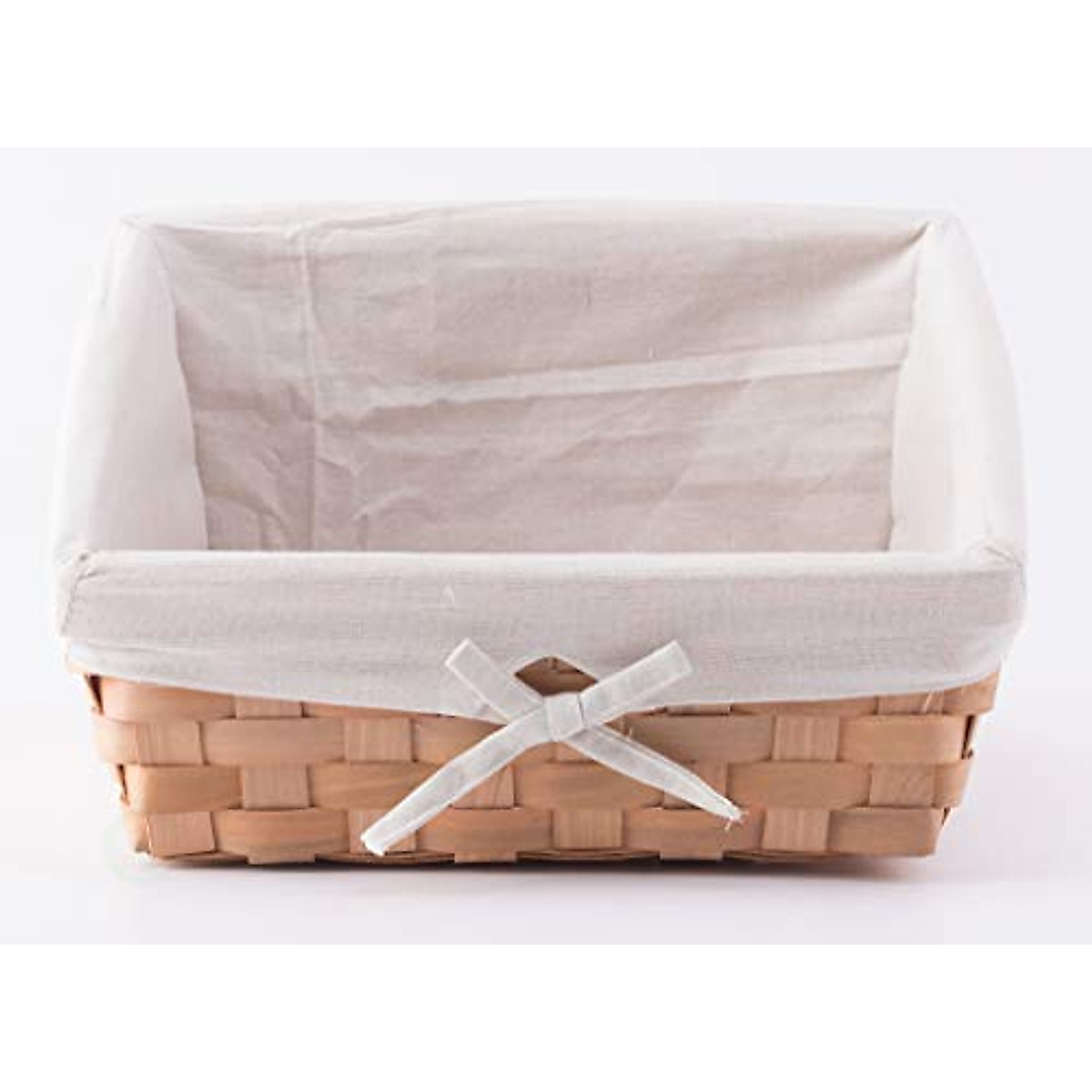 Wooden Angled Display Basket with Fabric Liner for Storage and Display