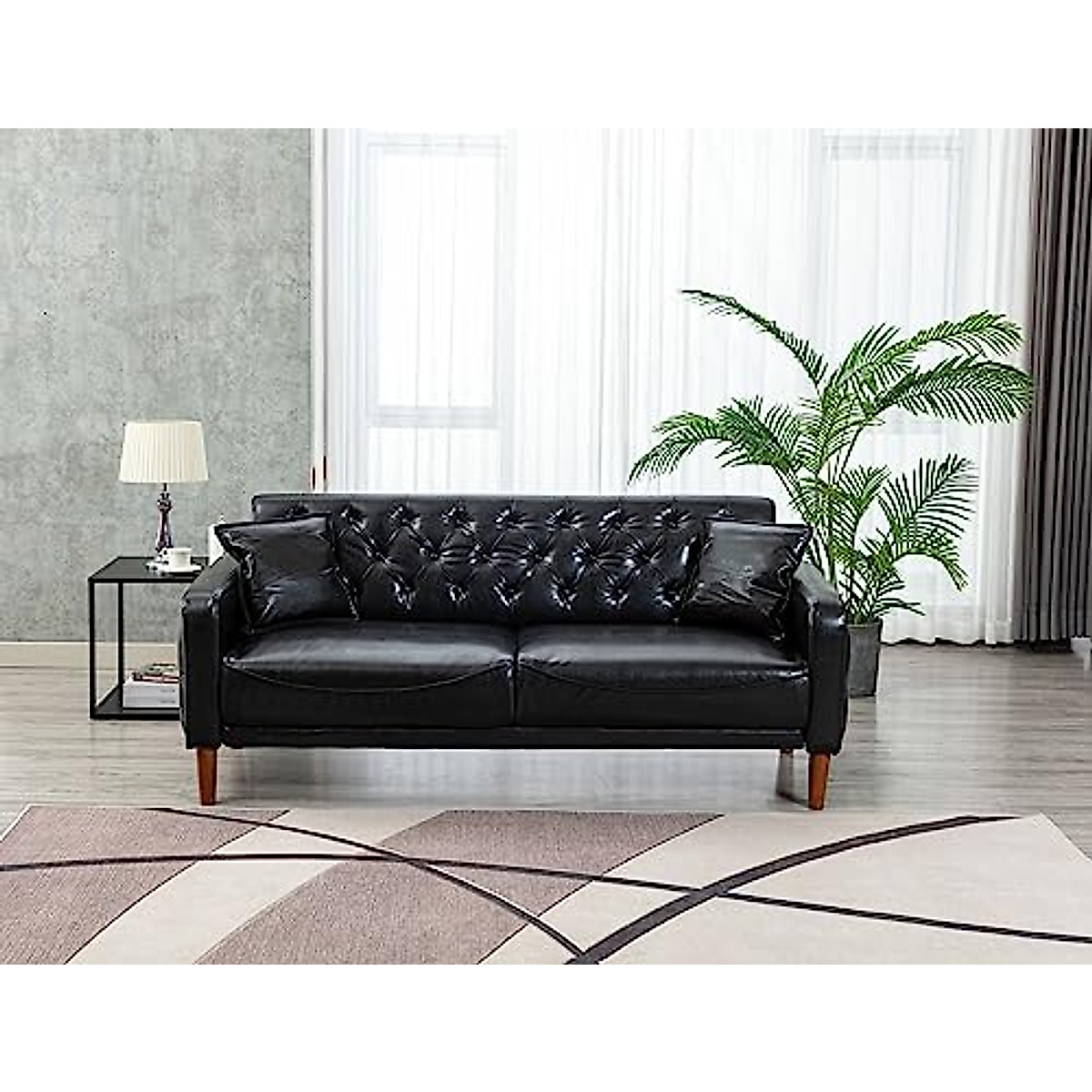 Black PU Waiting Room Chairs Sofa Conference Room Chairs, Office Reception Chairs Waiting Room Bench Guest Chairs, Office Guest Chairs Side Reception Chairs Sofa for Breakroom/Lobby/Events/Church