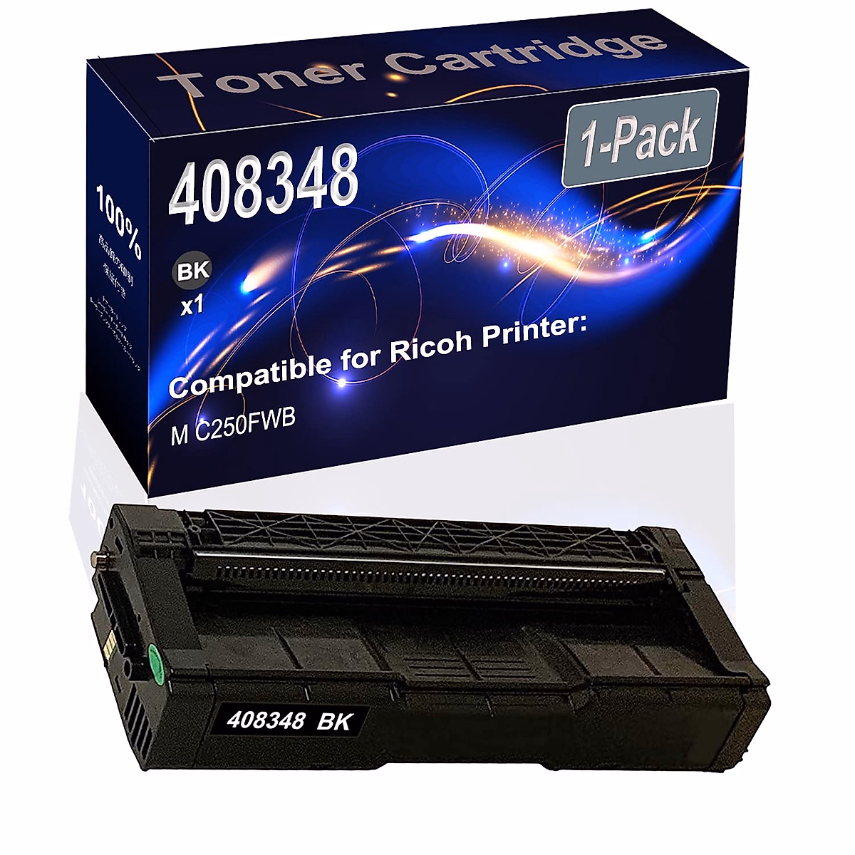Kolasels 1-Pack (Black) Compatible High Yield M C250 (408348) Printer Toner Cartridge use for Ricoh M C250FWB Printers