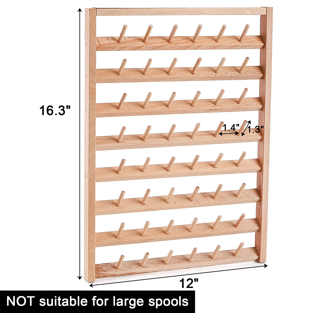 Tosnail 2 Pack 48 Spools Wooden Thread Holder, Large Thread Racks, Wall Mount Thread Storage Organizer for Sewing, Braiding and Embroidery