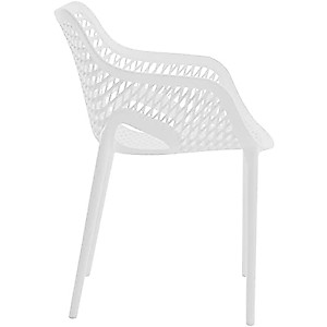 Meridian Furniture 329White Modern | Contemporary Patio Dining Chair with Polypropylene Plastic, Weather Resisting for Indoor or Outdoor Use, Set of 4, 22.5" W x 24.5" D x 31.5" H, White