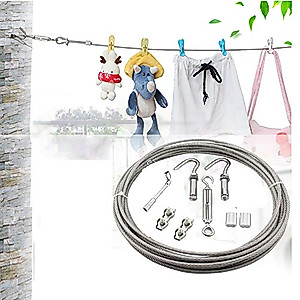 Ohaha Clotheslines/Portable Windproof Anti-sag Clothes Rope Line with Stainless Steel Cable Retractable System Clothes line retracting for Outdoor/Indoor/Home/Backyard/Travel/Drying (10ft)