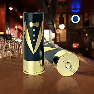 GOOCHOO Shot Glasses Set of 6 - Red and Black Groomsmen Tuxedo,Police Flag (Black)