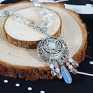 Soulnioi Crystal Witch Mini Broom Straw Broom With Crystal Pendant Decoration and Opal White Magic Necklace