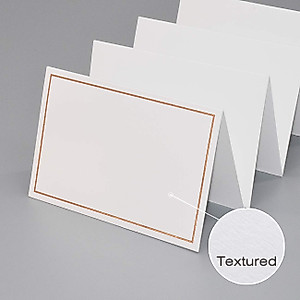 AZAZA 50 Pcs Place Cards with Rose Gold Foil Border - Table Tent Cards Seating Place Cards for Weddings Banquets Dinner Parties 2.5" x 3.75" (Rose Gold - Border)