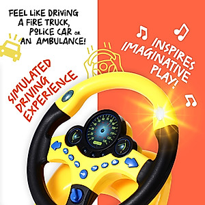 BETTERLINE Toy Wheel for Kids, Driving Simulation with Lights and Sounds, Pretend Driving Toy for Boys and Girls, Kids Interactive Toys