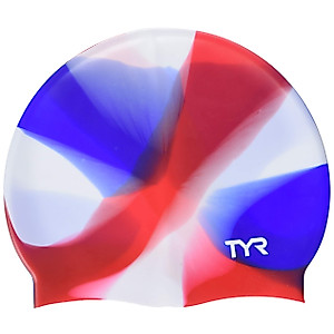 TYR Junior Tie Dye Swim Cap, Red/White/Blue