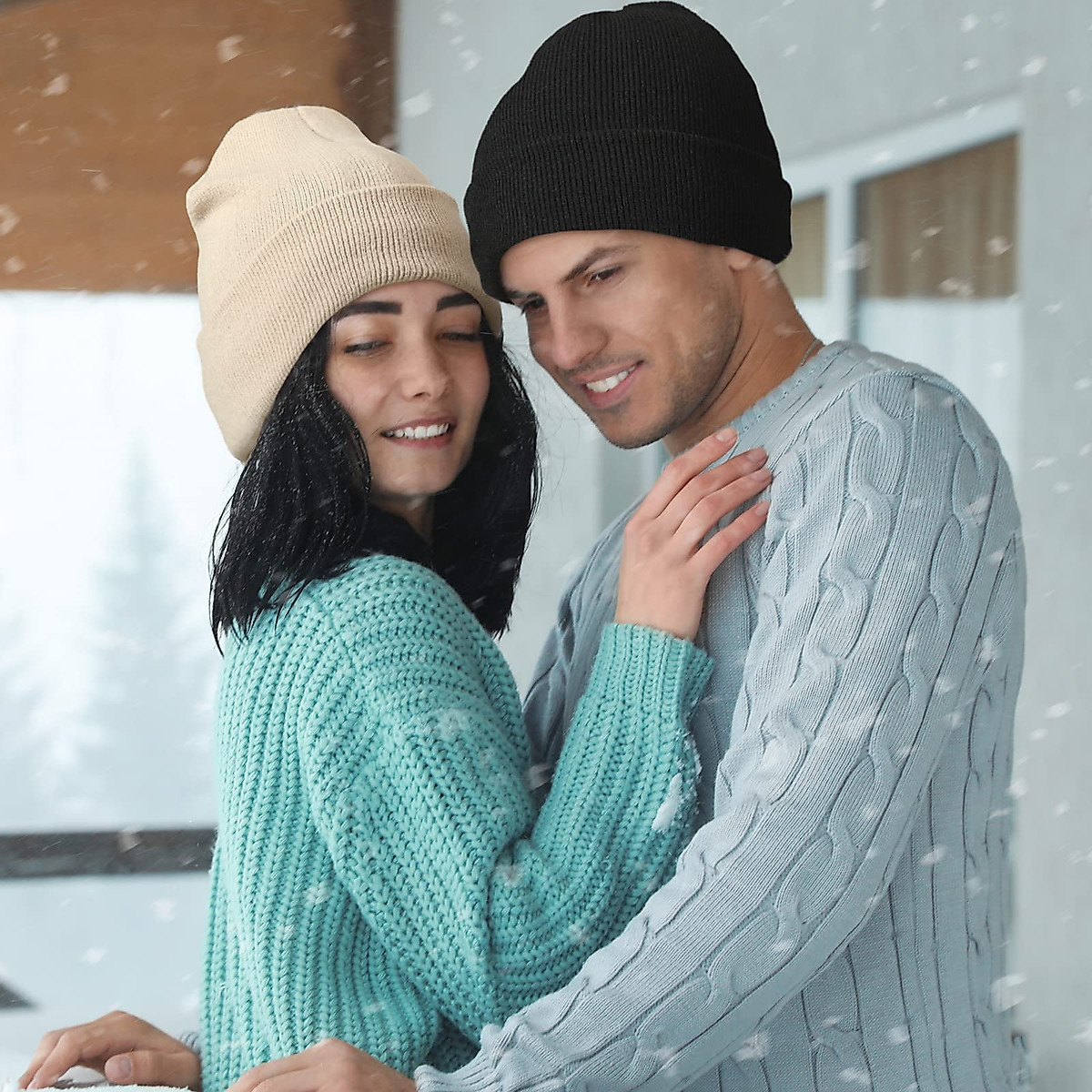 Eurzom 3 Pcs Winter Satin Lined Beanie Hat Warm Cuffed Plain Satin Hat Winter Knit Cap with Lining for Men Women Girls Boys (Dark Gray, Brown, Beige)