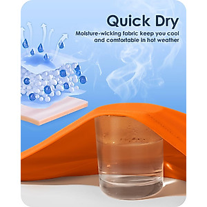 Boladeci Swim Shirts for Men Rash Guard Short Sleeve Tshirts Summer Sun UV Protection Clothing Orange Sport Workout Gym Athletic Shirts Tees