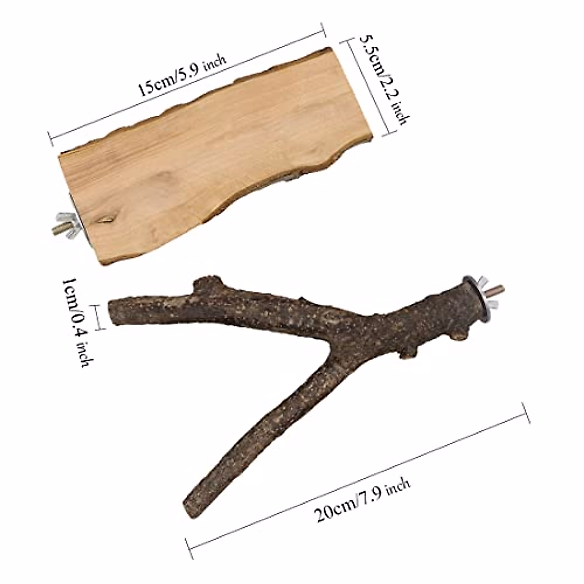 Hamiledyi 4 Pcs Wood Bird Perch Platform Branches Natural Wooden Parrot Stand Paw Grinding Sticks Bird Cage Accessories for Parrots Parakeets Budgies Conures Cockatiels Lovebirds