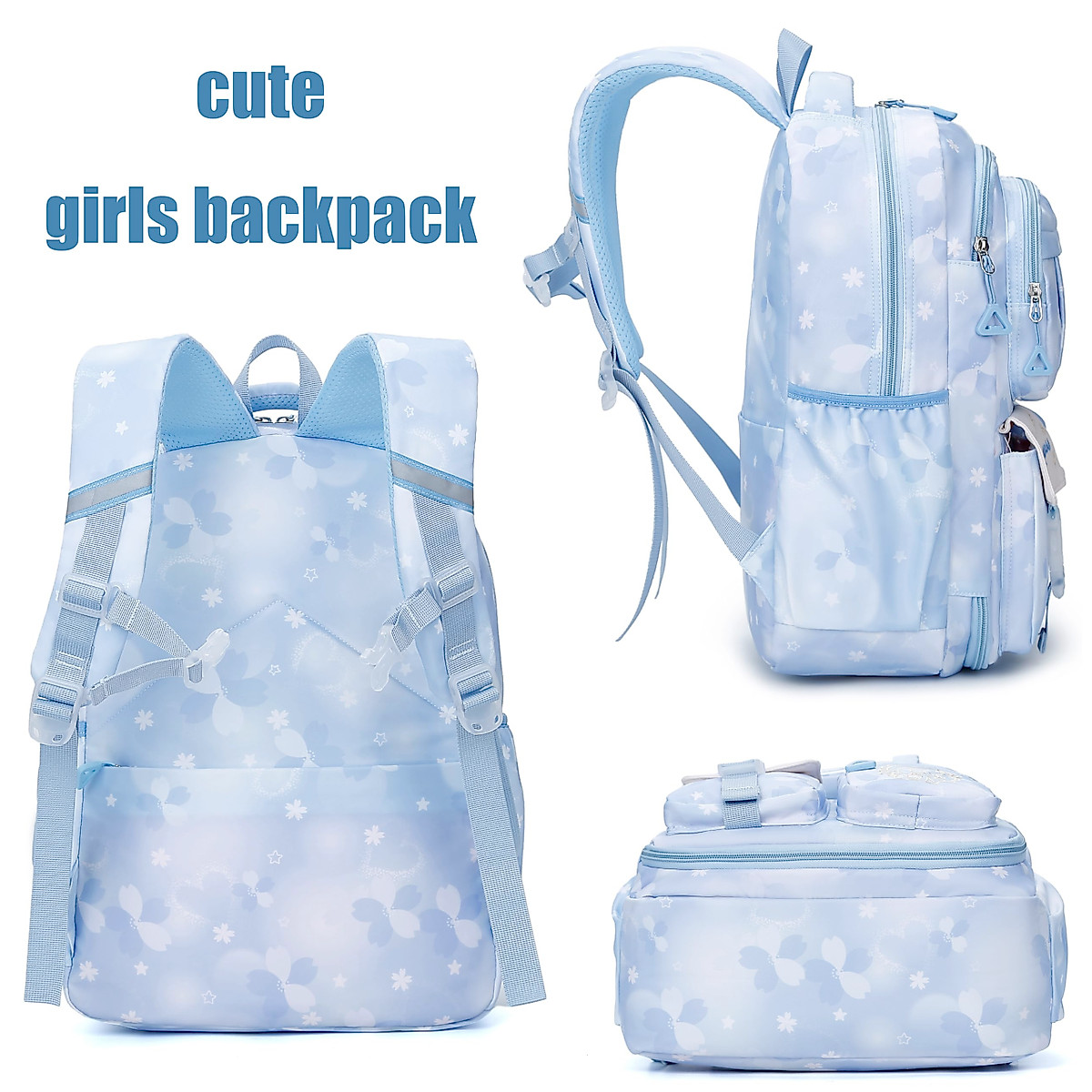 Wraifa Backpack For Girls, Preschool Girl Backpacks Kindergarten Bookbags Elementary Cute School Bags Set with Lunch Bag (Small, Heart Purple)