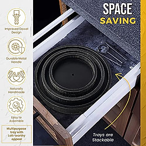 Farmhouse Tiered Tray - 3 Tier Tray for Serving, Display & Kitchen Decor - Round Three Tier Decorative Rustic Wooden Stand - Optional 2 Tier Design - Black Wood Accent Piece for Table & Countertop