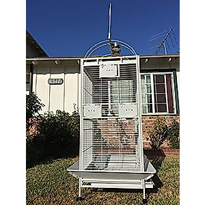 4 Size, Castle PlayTop Parrot Cage for Large Macaws Cockatoos African Grey Amazon (40" x 30" x 72"H White Vein)