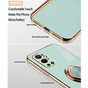 Jancyu Compatible with Oneplus 9 Pro case, Phone Cases for Oneplus 9 Pro with Ring Holder, 360 Degrees Protective Silicone Magnetic Car Holder (Green)