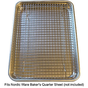 Hamilton Housewares Stainless Steel Cooling Rack - Heavy Duty and Oven Safe, Good for Cooling, Baking and Roasting - Perfect for Cookies, Cakes & More - Fits Perfectly in Quarter Sheet Pan(8.5" x 12")