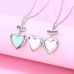 Kefley Heart Locket Necklace for Best Friends Matching Friendship Necklaces for 2 Girls Bff Birthday Christmas Gifts for Girl Bestie Necklace for Friends Sweet Gifts for Girls