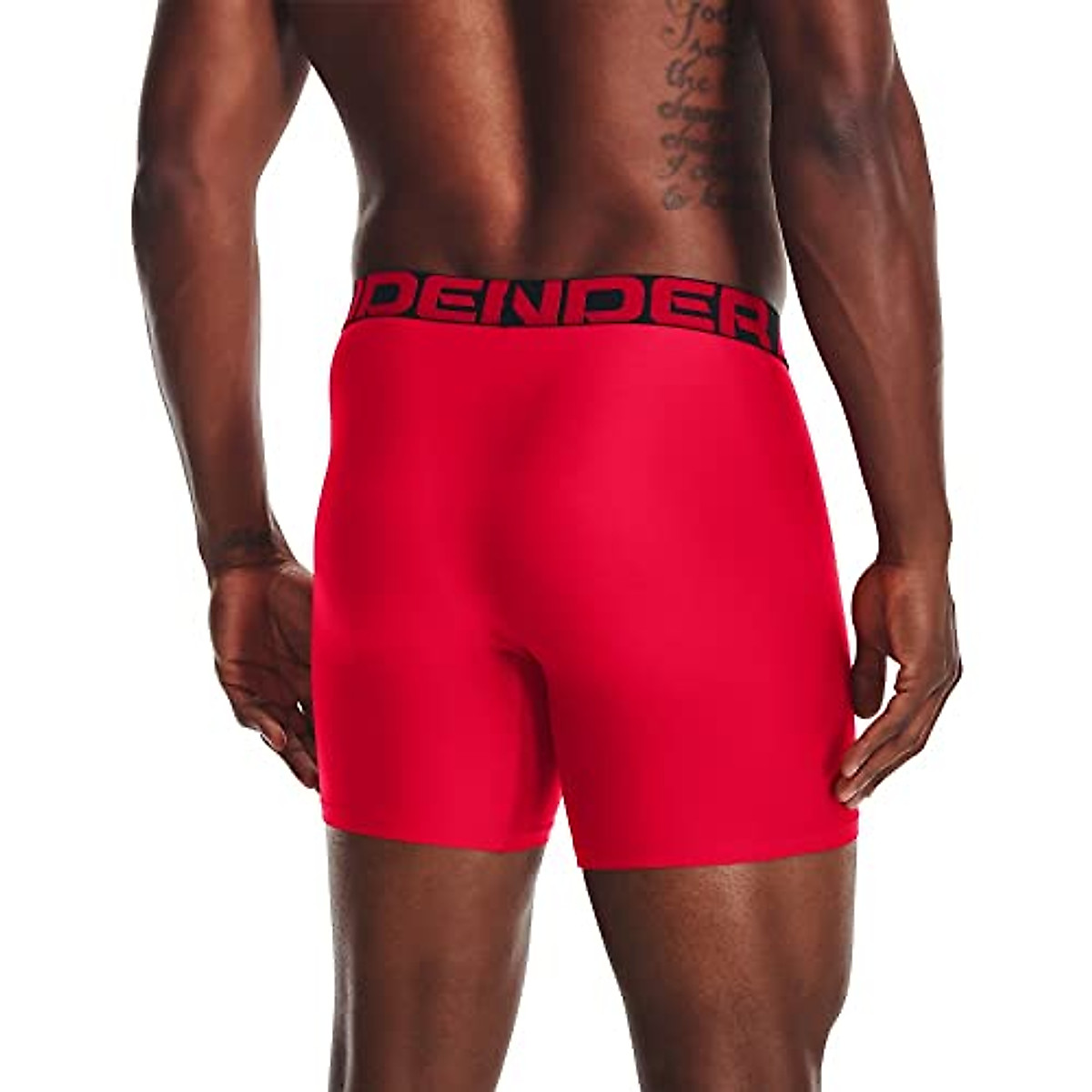 Under Armour mens Tech 6-inch Boxerjock 2-Pack , Red (600)/Black , Large